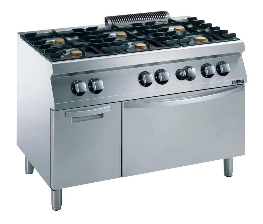 Zanussi 1200mm 6 Open Burners with Gas Static Oven & Cupboard ...